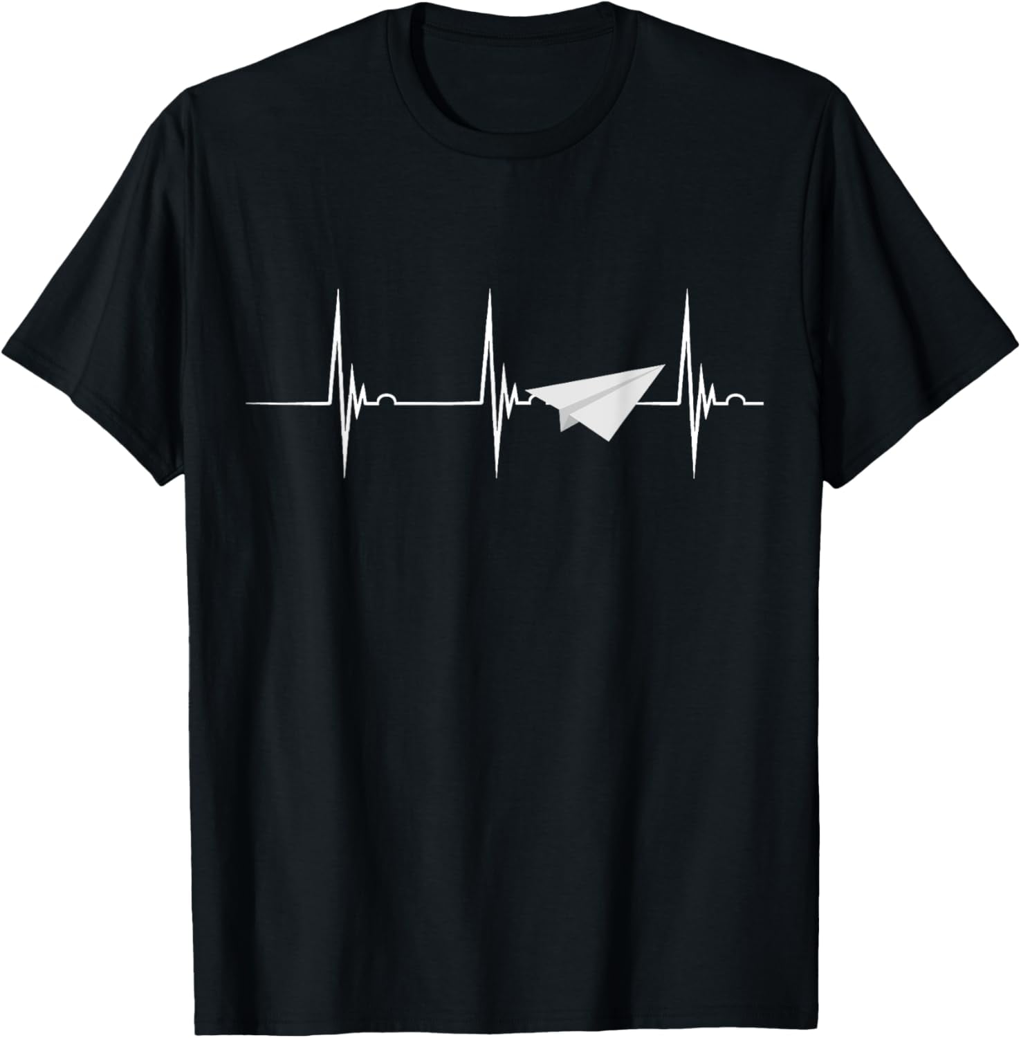 Paper Airplane Heartbeat EKG Pulse Aviation Paper Plane T-Shirt ...