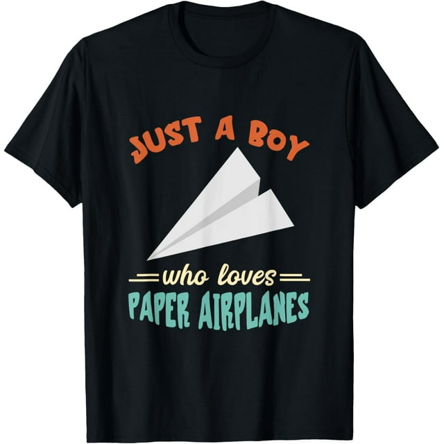 Paper Airplane Just A Boy Aircraft Paper Plane Aviation T-Shirt ...