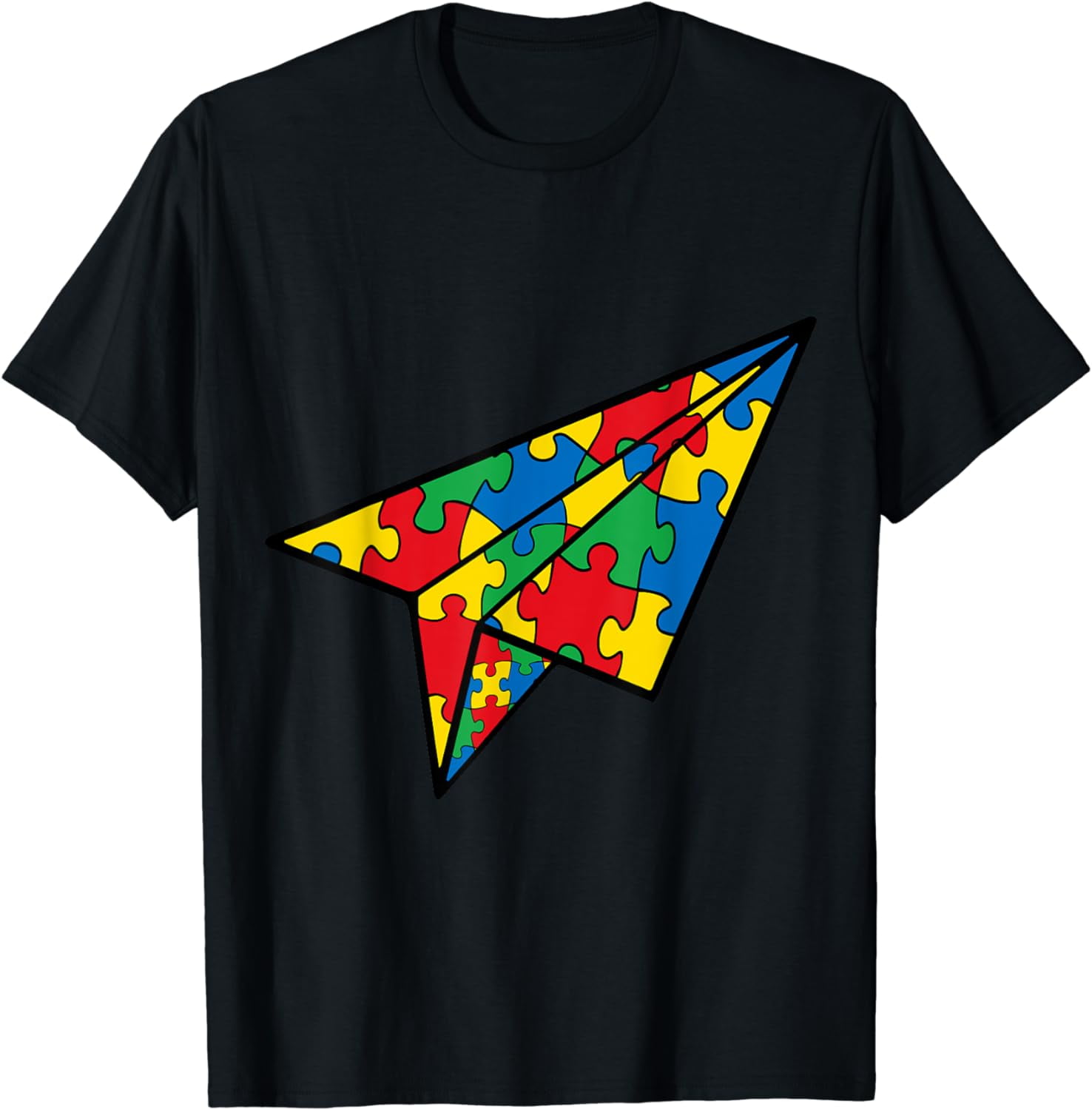Paper Airplane Puzzle Piece Autism Awareness Boys Kids T-Shirt ...