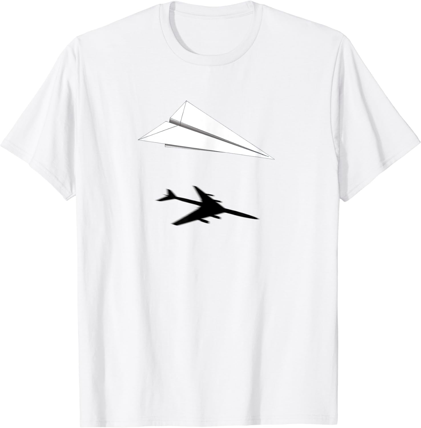 Paper Airplane Shadow 747 A340 A380 Cotton T-Shirt - Walmart.com
