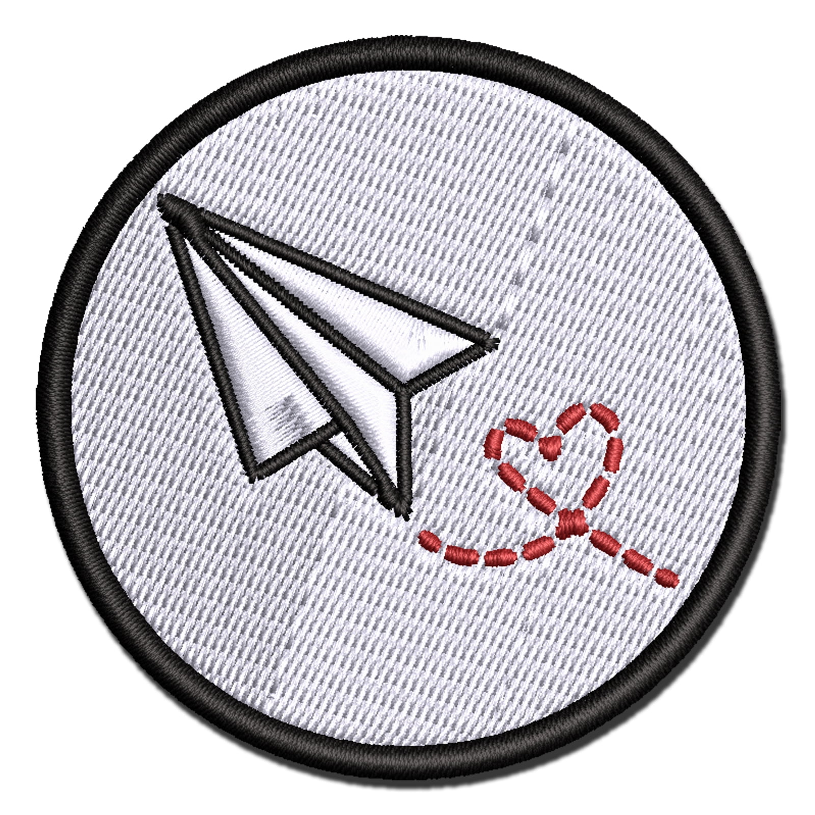 Paper Airplane with Heart Applique Multi-Color Embroidered Hook & Loop ...