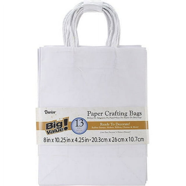 Paper Bags 4.25" x 8" x 10.25" 13/Pkg, White - Walmart.com