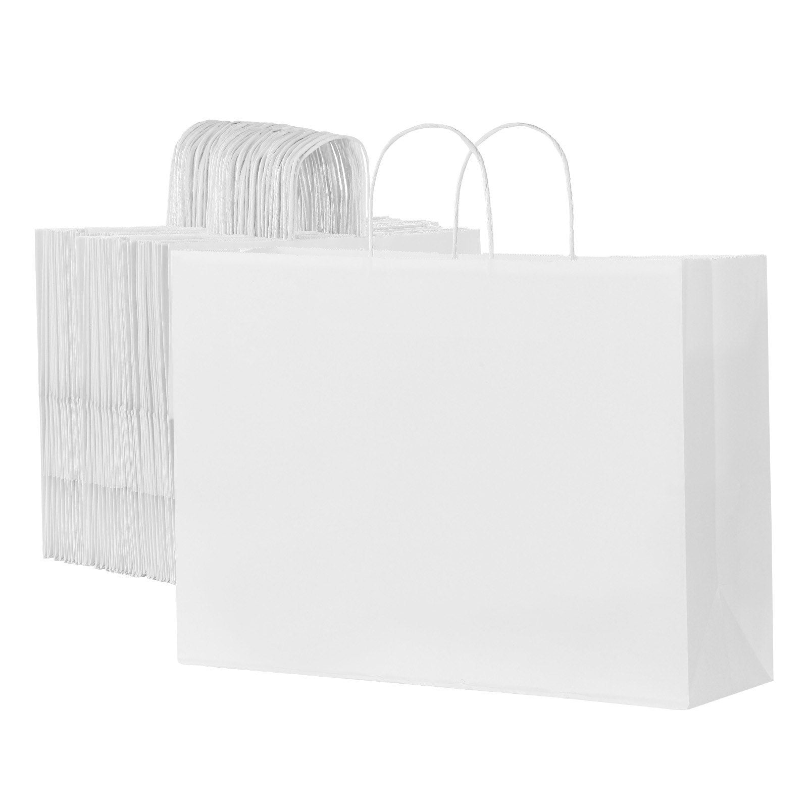 Paper Bags with Handles 100 Pcs - 16x6x12 in White Shopping Bags ...