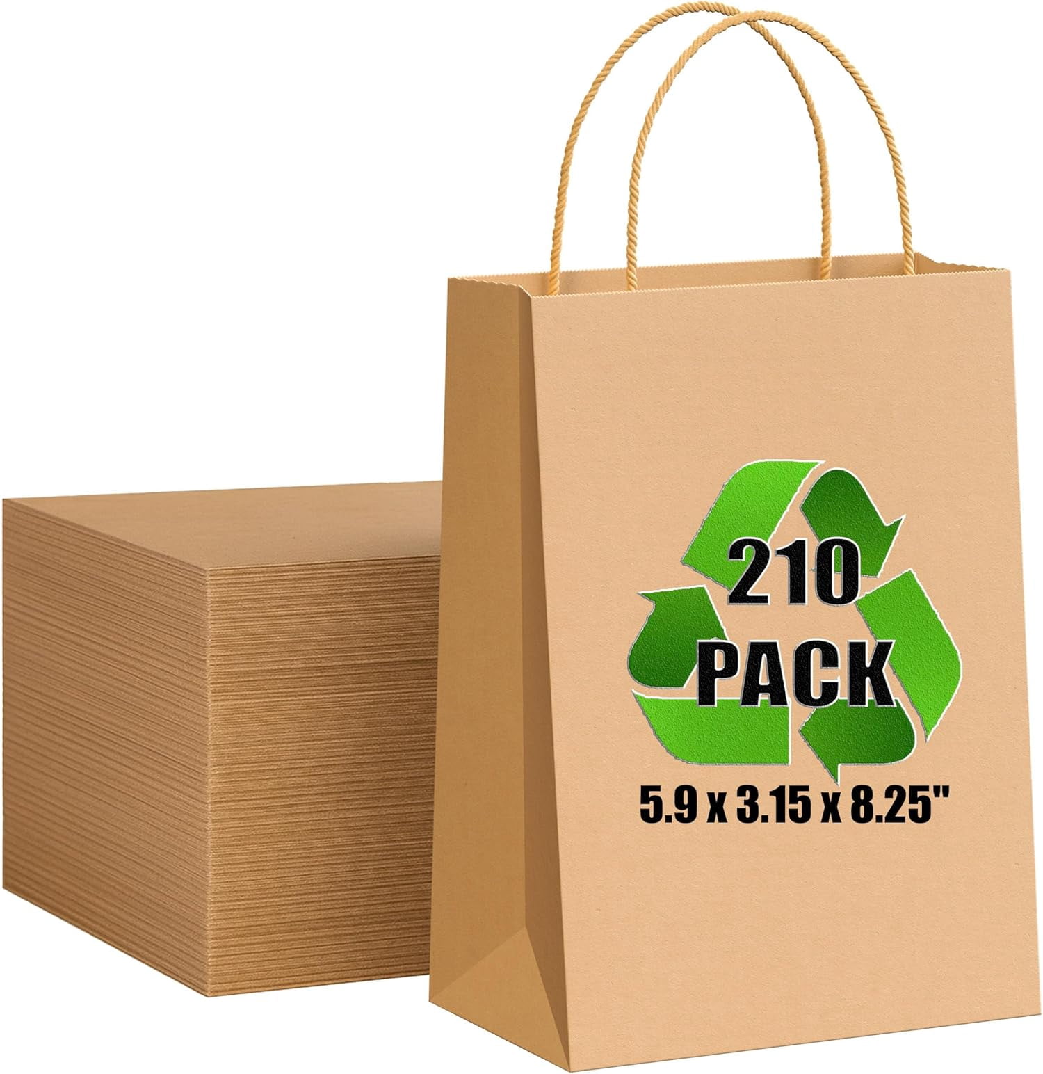 Paper Bags of 5.9x3.15x8.25 210 count, Brown Paper Bags with Handles ...