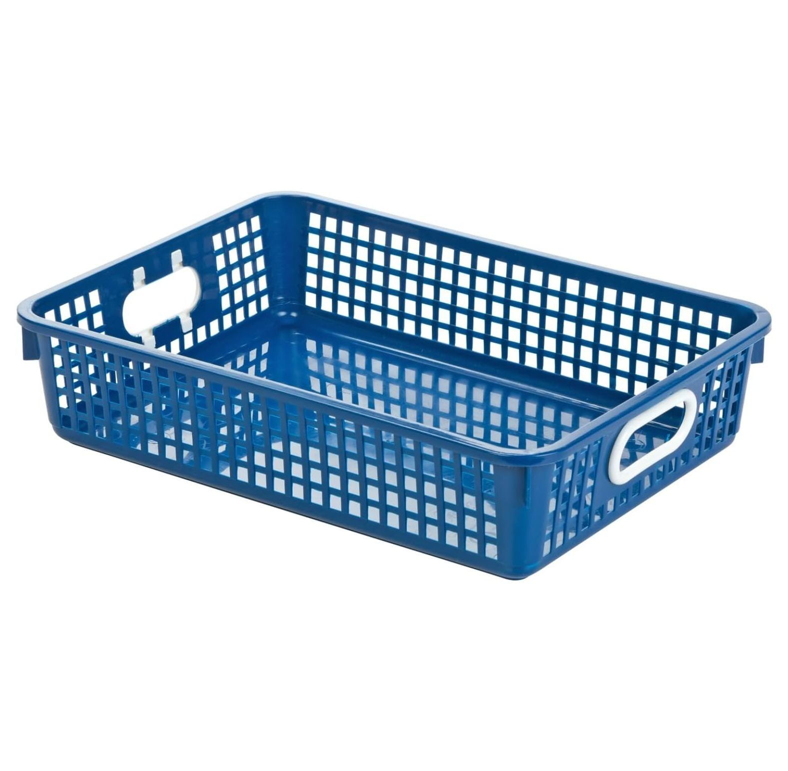 Paper Basket, 14" x 10" x 3-1/4" - Single, Navy, Plastic Mesh Paper ...