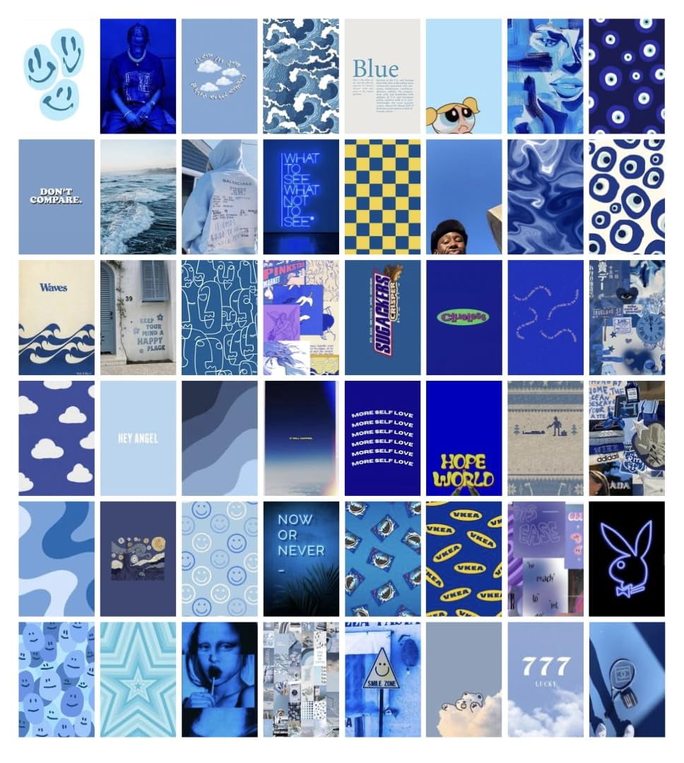 Paper Blue Wall Posters Aesthetic Room Decor Posters For Room ...