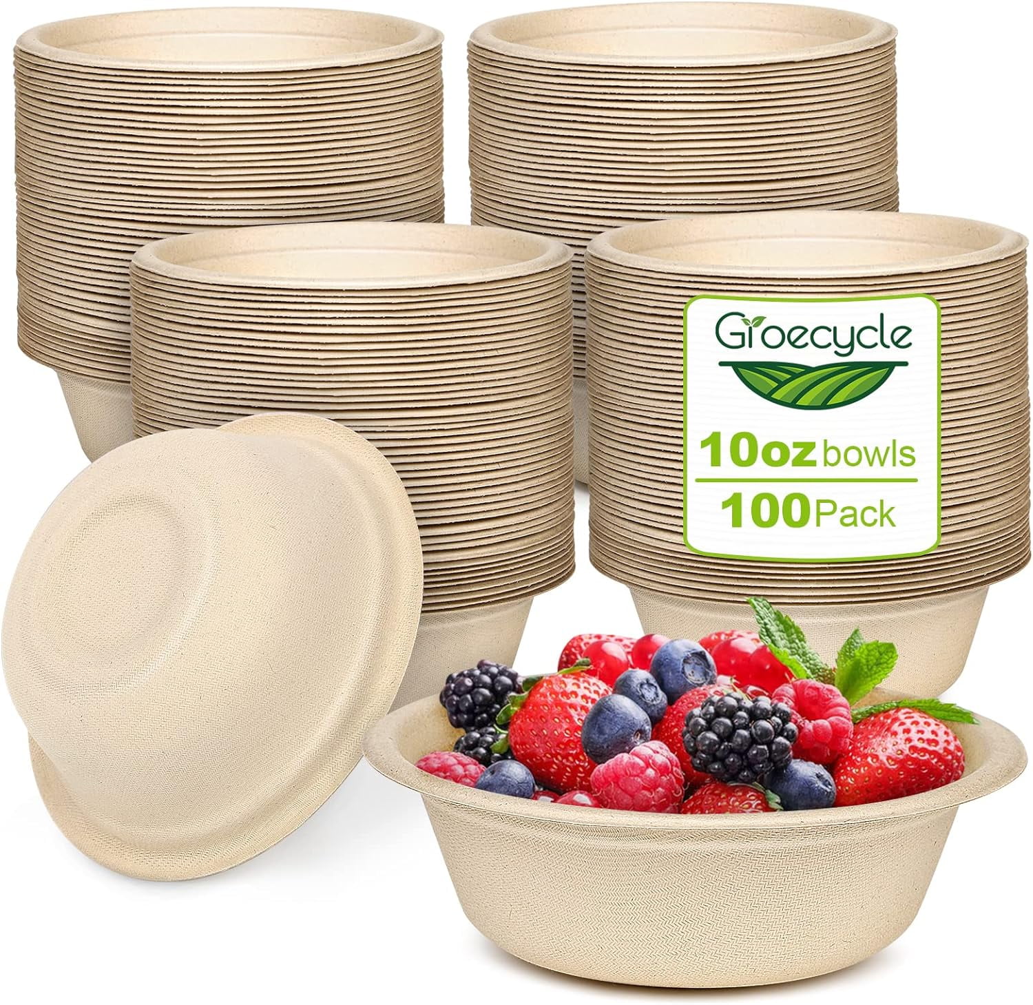 Paper Bowls 10 oz, 100 Pack Small Disposable Bowls, Heavy Duty Bowls ...