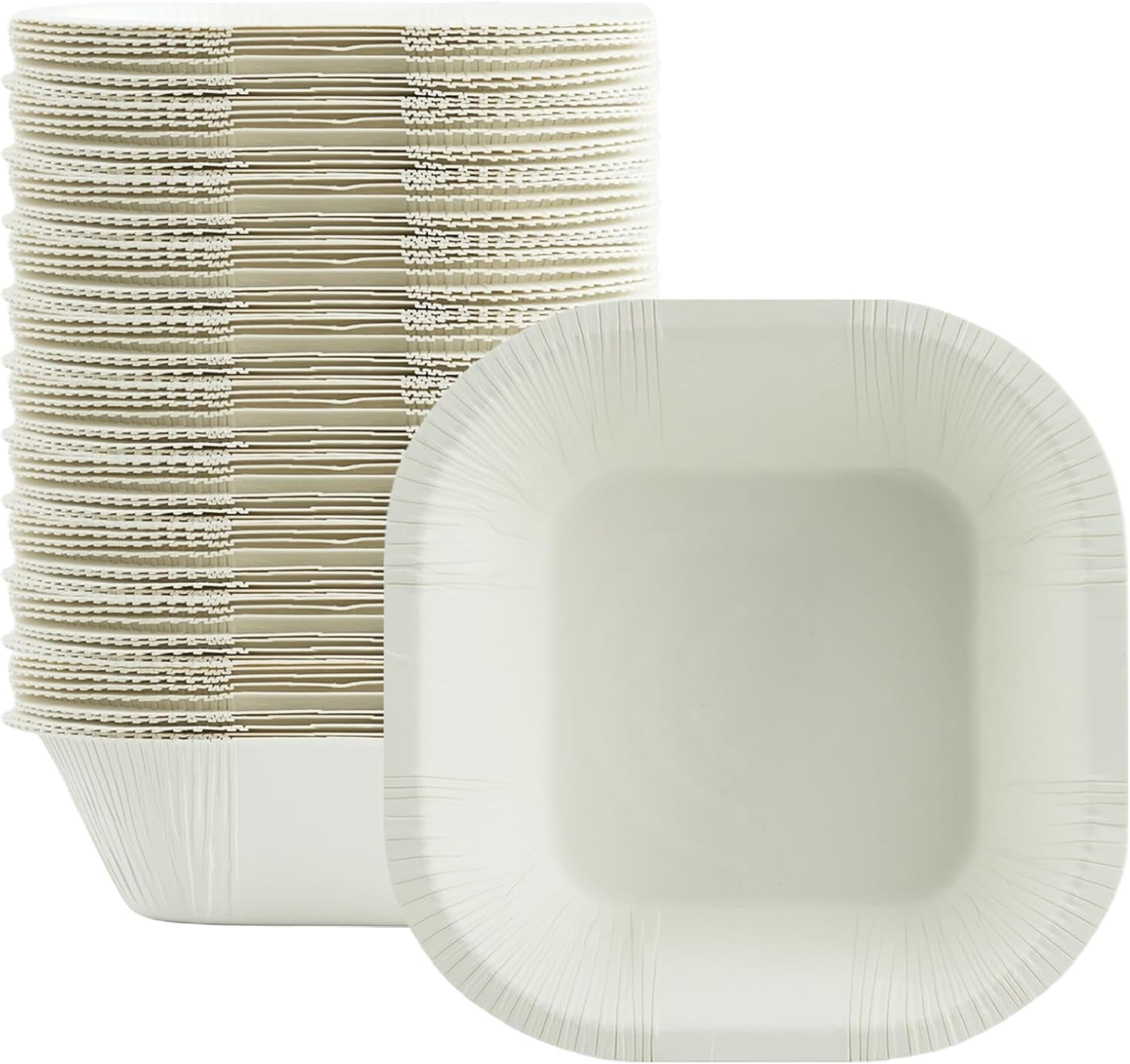 Verdelife Party Supplies Square Disposable Paper Bowls, 8 oz, White, 30 ...