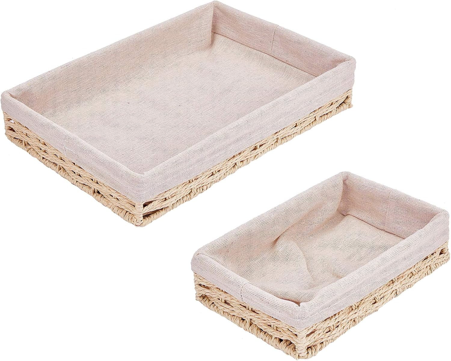 Paper Braid Baskets 2 Sizes Storage Organizer Baskets with Removable ...