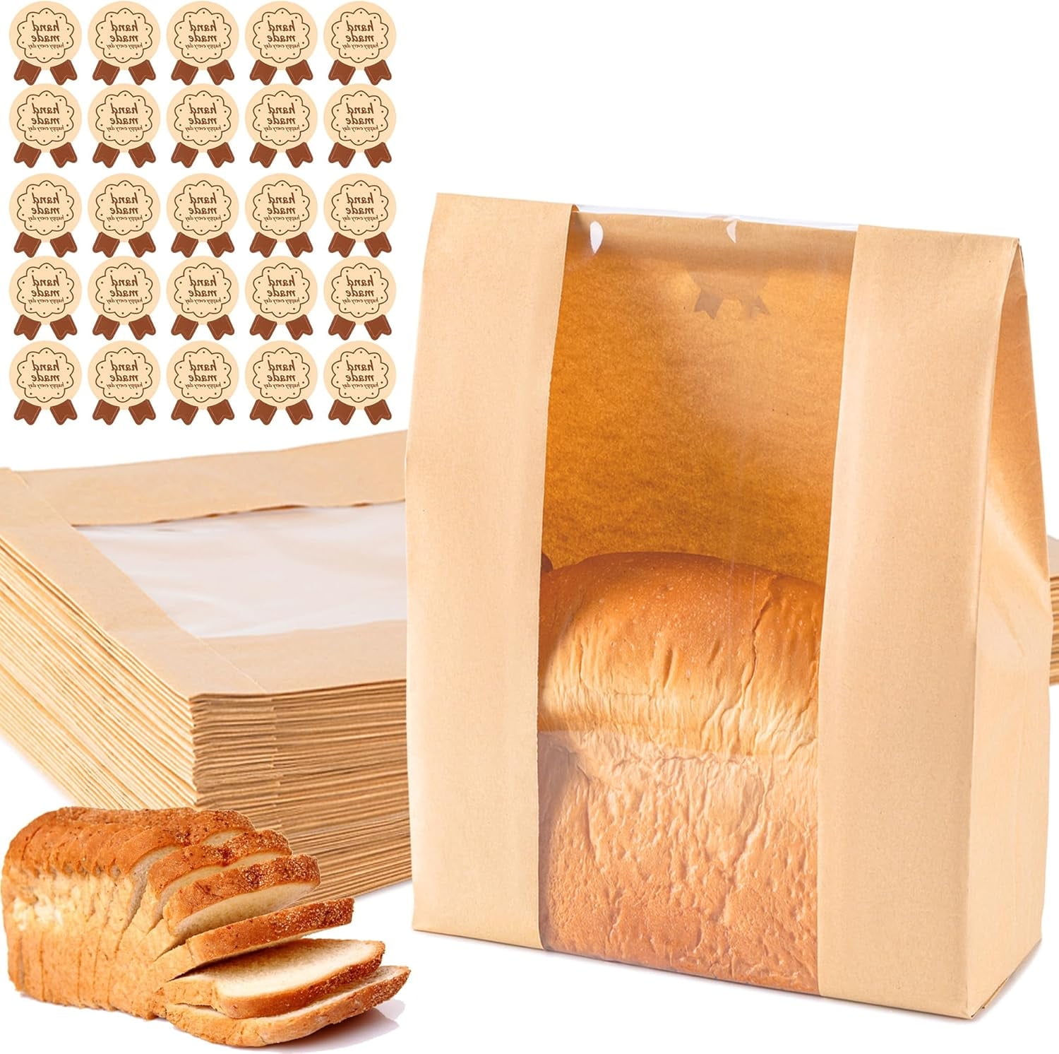 Paper Bread Bags 50 Pack, Sourdough Bread Bags for Homemade Bread ...