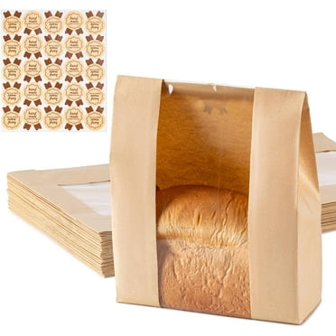 BagDream 50Pcs Brown Bakery Bags with Window, 3.54x2.36x6.7 inches ...