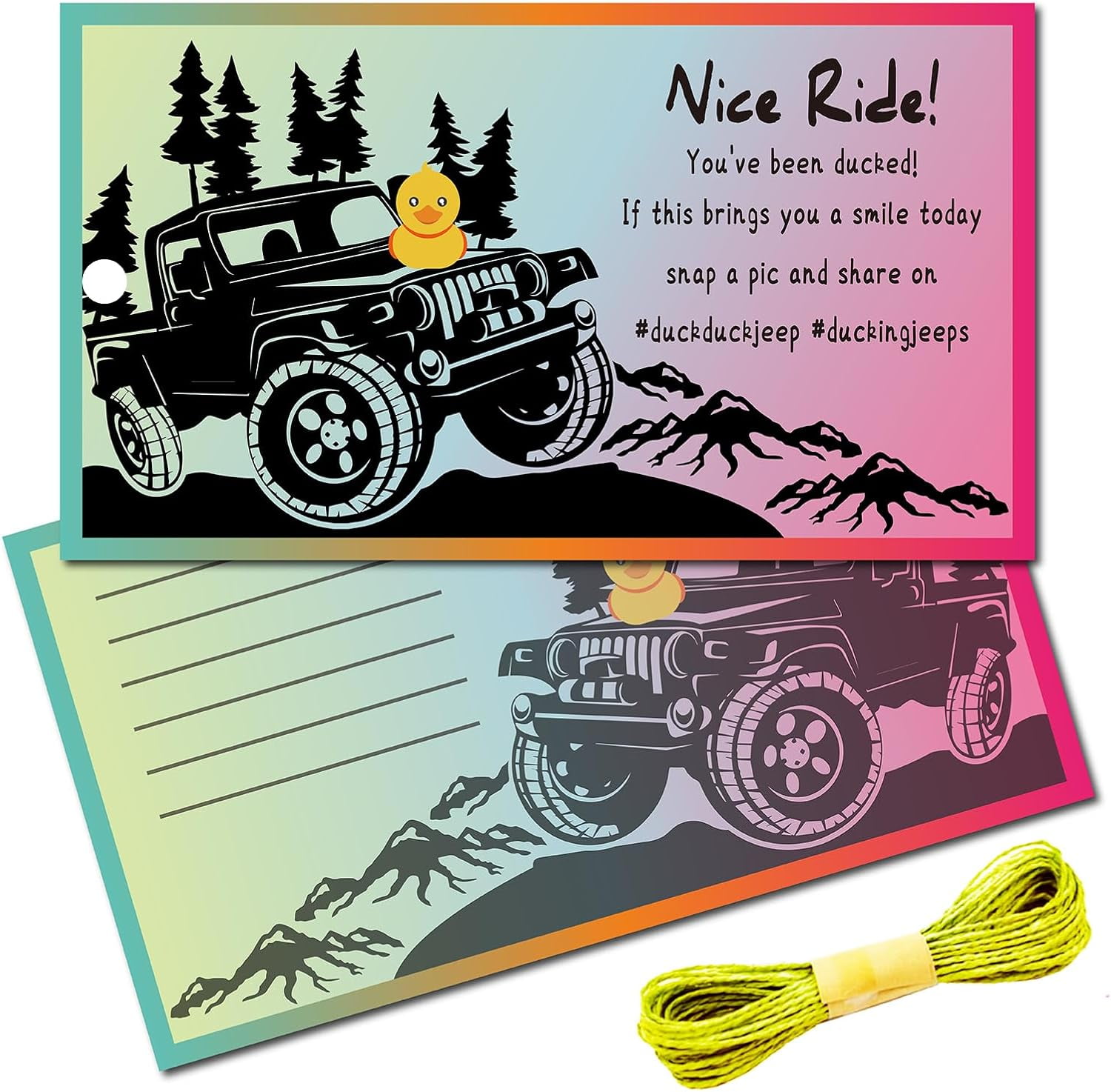 Paper Card Greeting Card Thank You Card with Jute Twine Rectangle with ...