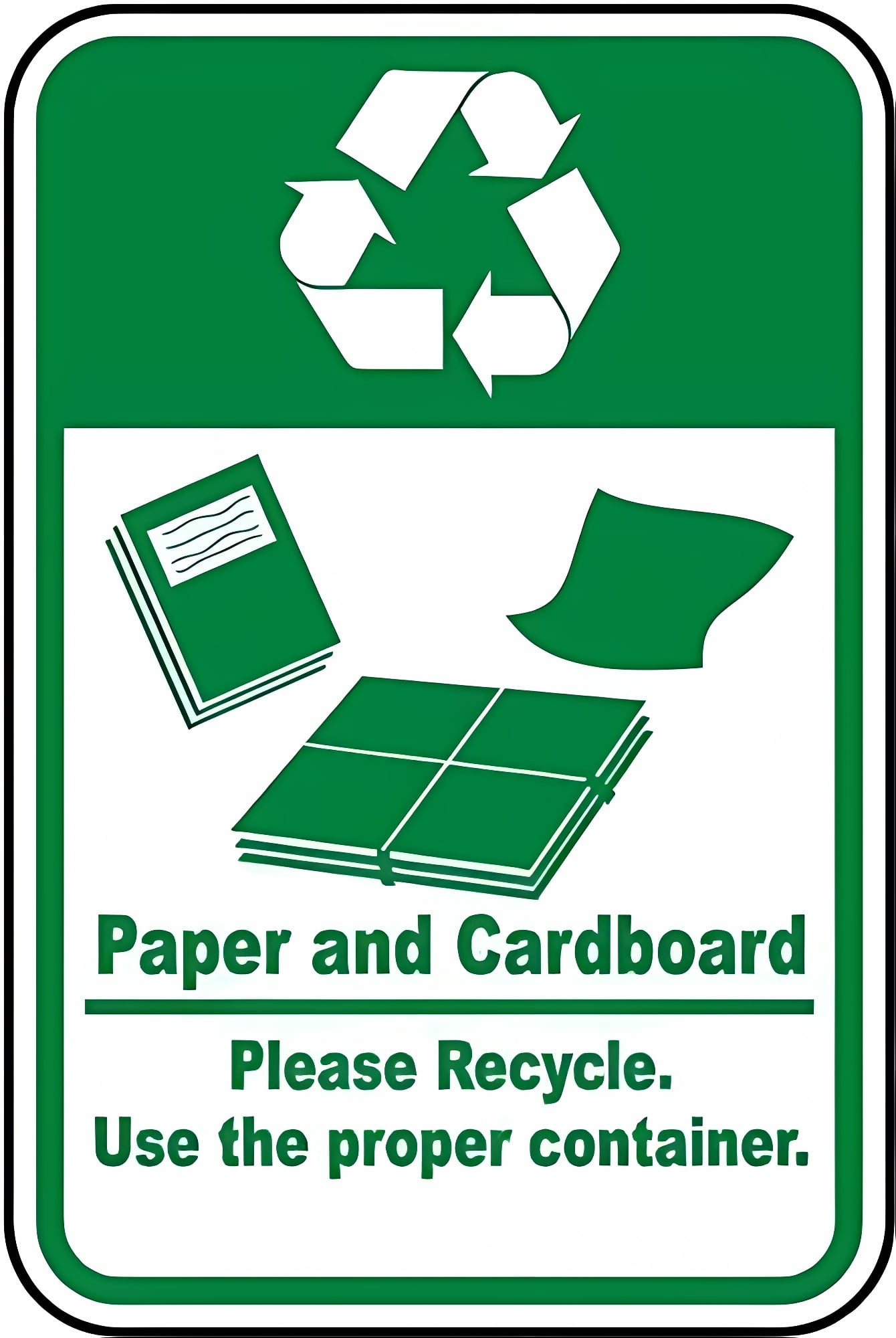 Paper & Cardboard Recycle Sign - 8"x12" Facility Conservation Metal Tin ...