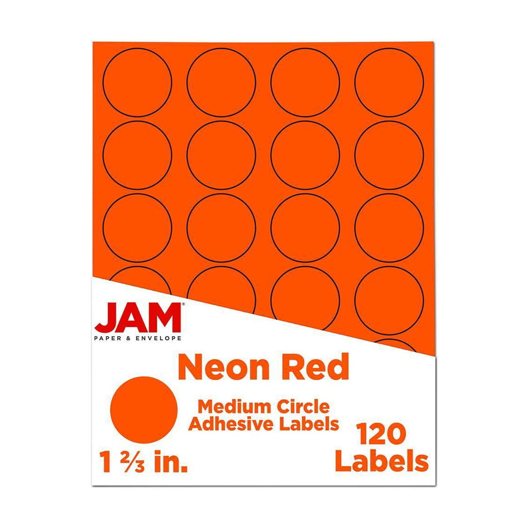 Paper Circle Sticker Seals 1 2/3" 120ct - Neon Red: Multipurpose Labels ...
