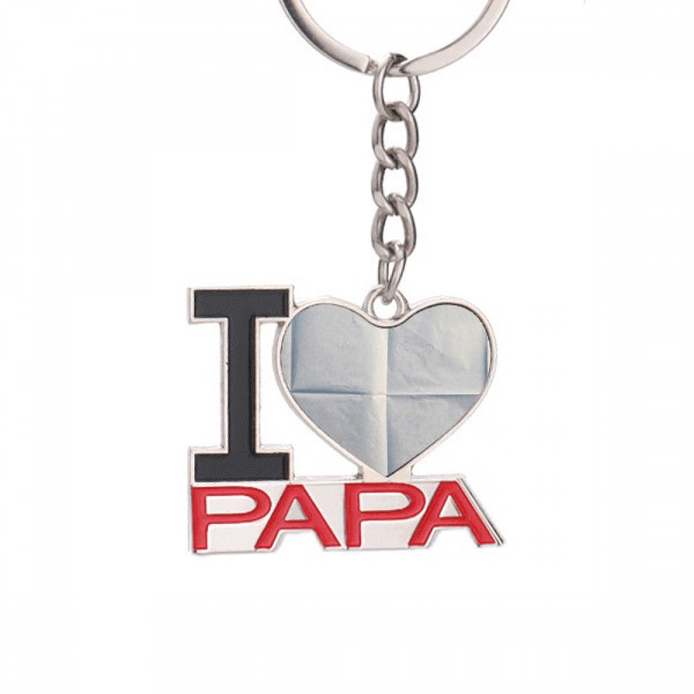 Paper Clean Neat Fold Texture Keychain Metal Keyring Holder Love PAPA ...
