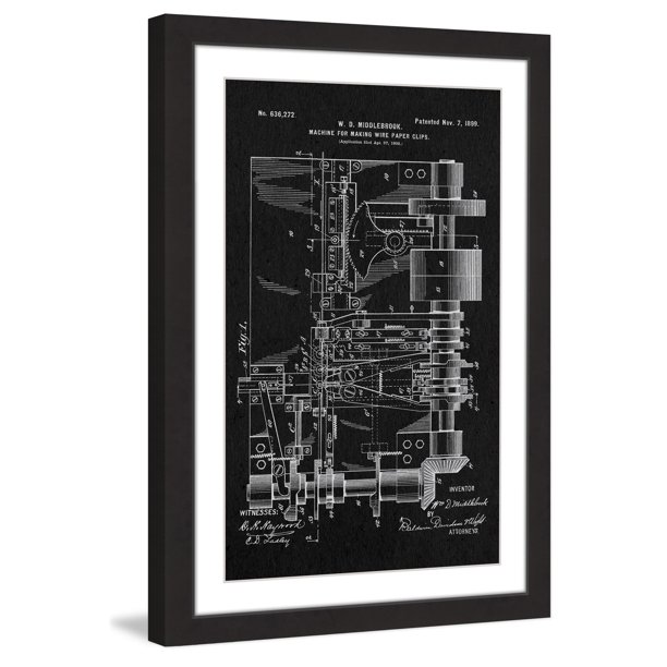 "Paper Clip 1899 Black Paper" Framed Painting Print - Walmart.com
