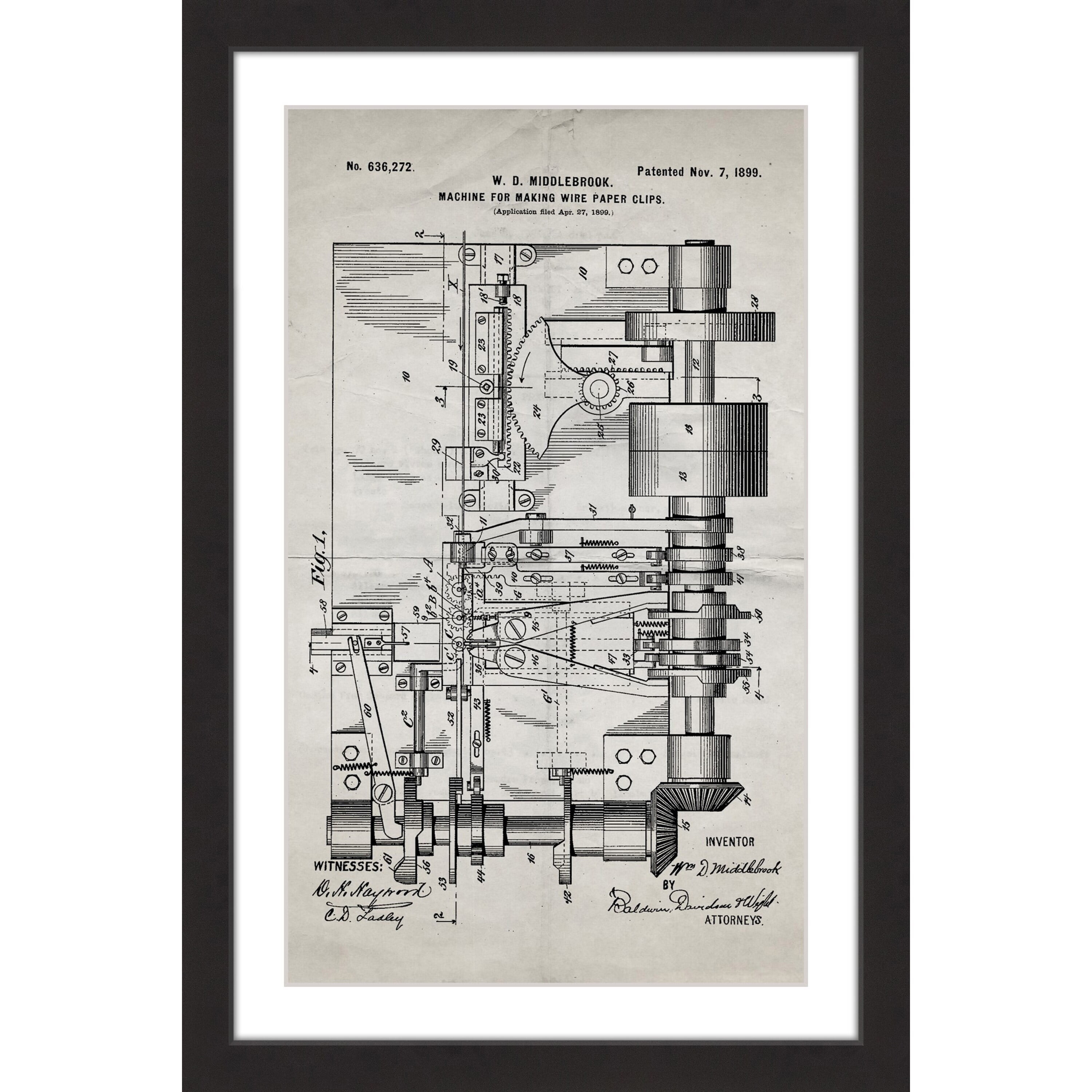 "Paper Clip 1899 Old Paper" Framed Painting Print - Walmart.com