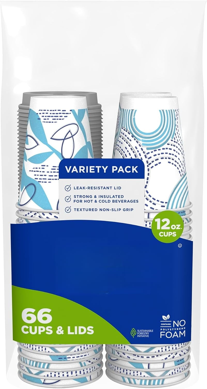 Paper Coffee Cups With Lids, Disposable Insulated Paper Cups for On-The ...