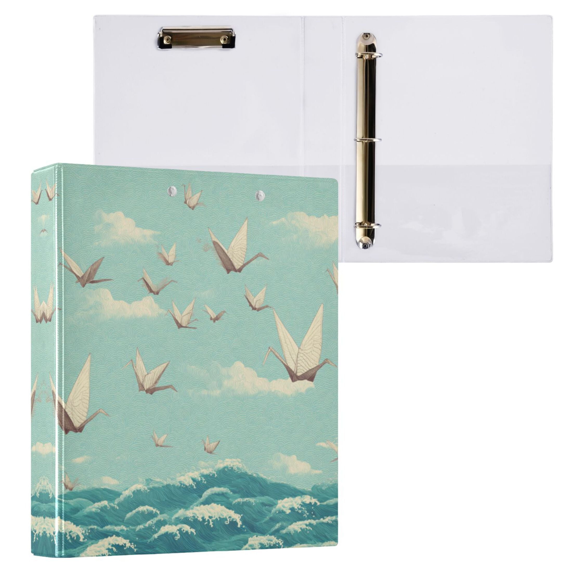 Paper Cranes Pattern 3 Ring Hardcover Binders 1.5in Round Rings for ...
