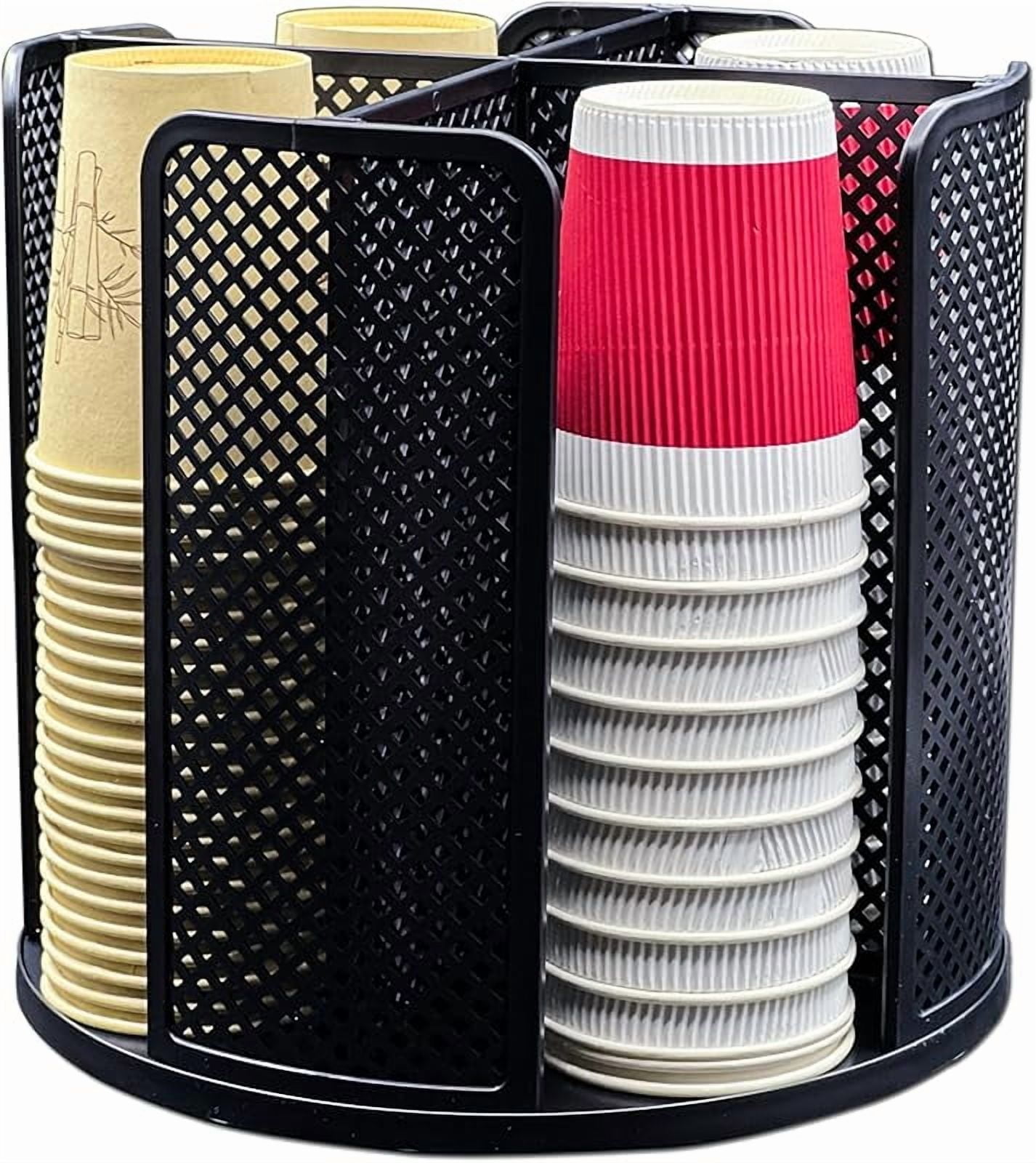 Cup and Lid Organizer Rotatable Coffee Cup Dispenser fit 5-16oz Cups ...