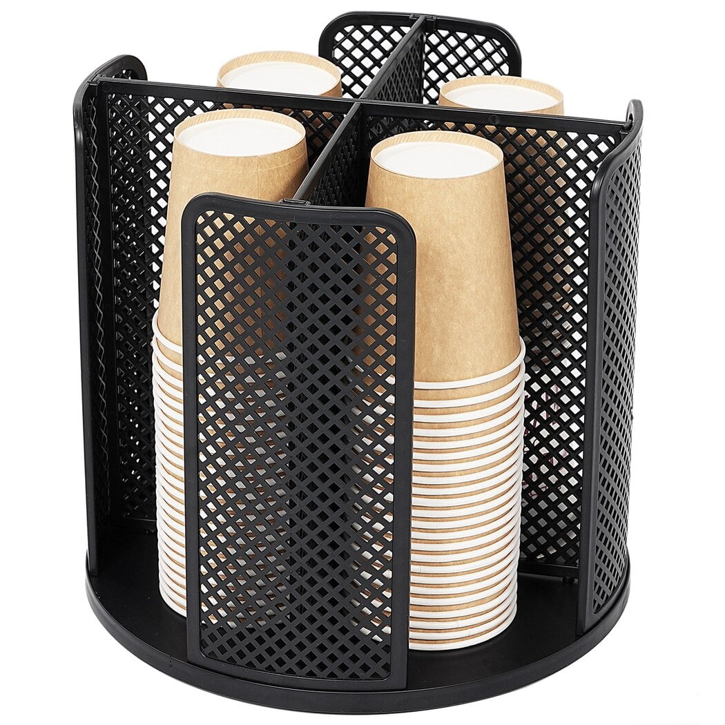 4-Compartment Rotatable Coffee Rack - Plastic Cup & Lid Organizer ...
