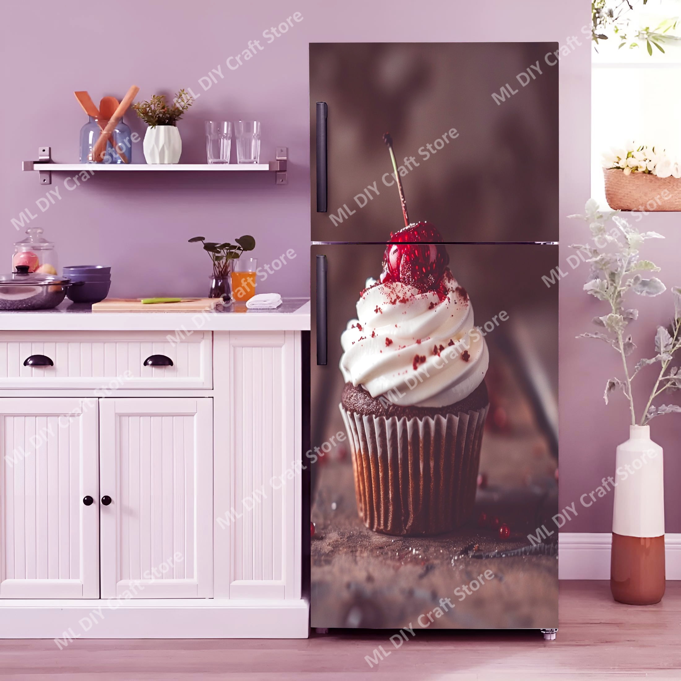 Paper Cupcake Dessert Refrigerator Sticker Kitchen Adhesive ...