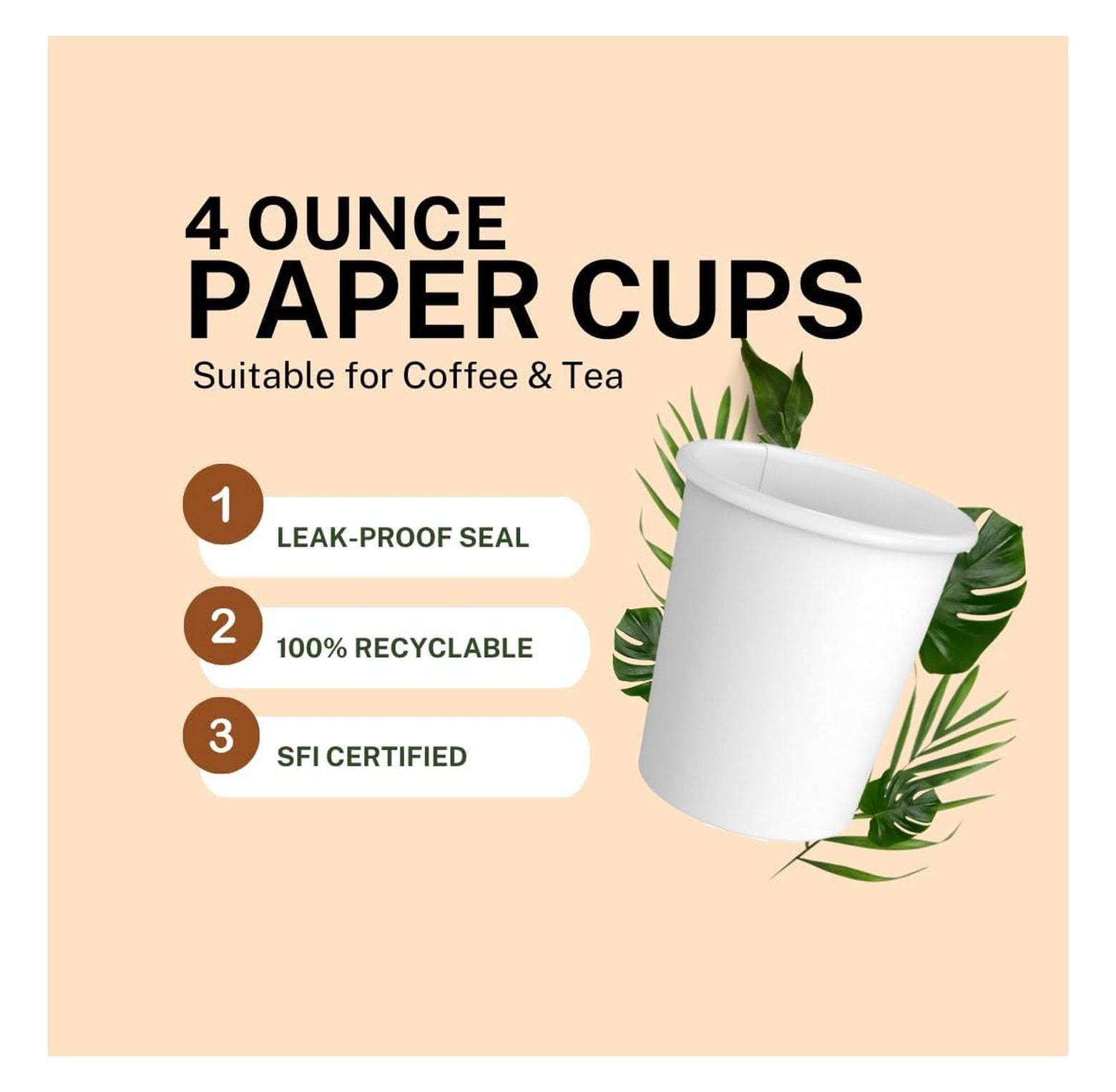 Paper Cups 4 oz 1000 Pack for Coffee & Espresso | Bulk 1000 Count for ...