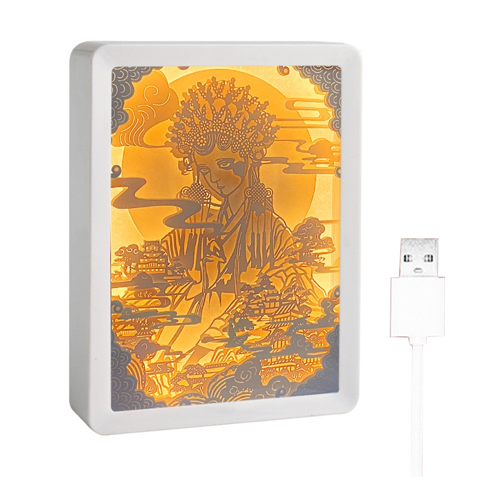 Paper Cut Light Ancient Style Exquisite Pattern USB 3D Shadow Box Paper ...