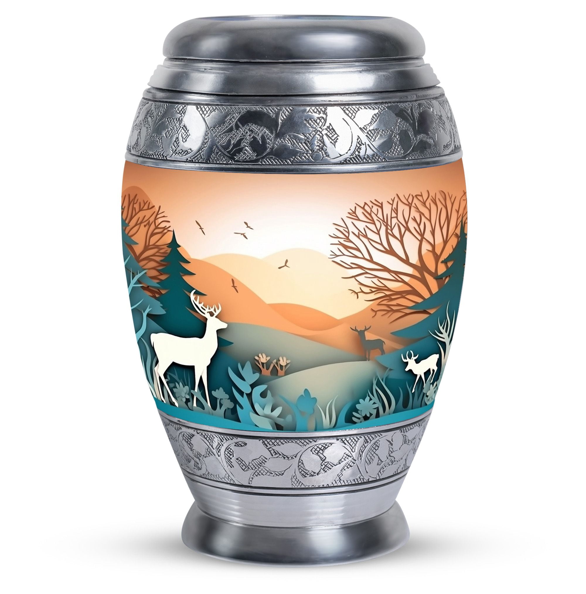 Paper Cut Out Deer Forest Urns For Human Ashes, Cremation Urn For Ashes ...