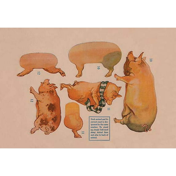 Paper Cutout Pig Dolls Fine art canvas print (20" x 30") - Walmart.com