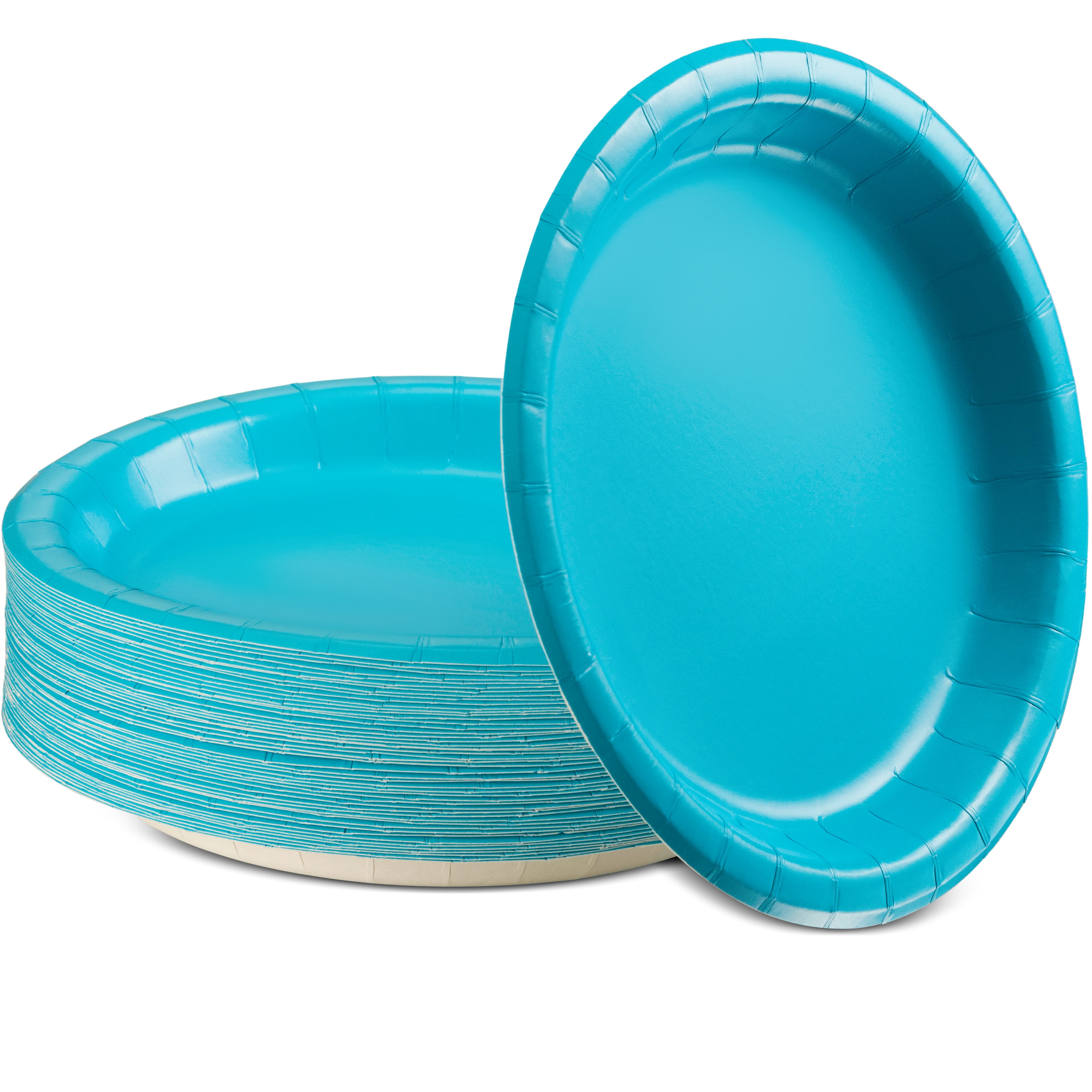 Paper Dinner Plates Blue, 8 1/2 Inches Paper Plates Disposable, Strong ...