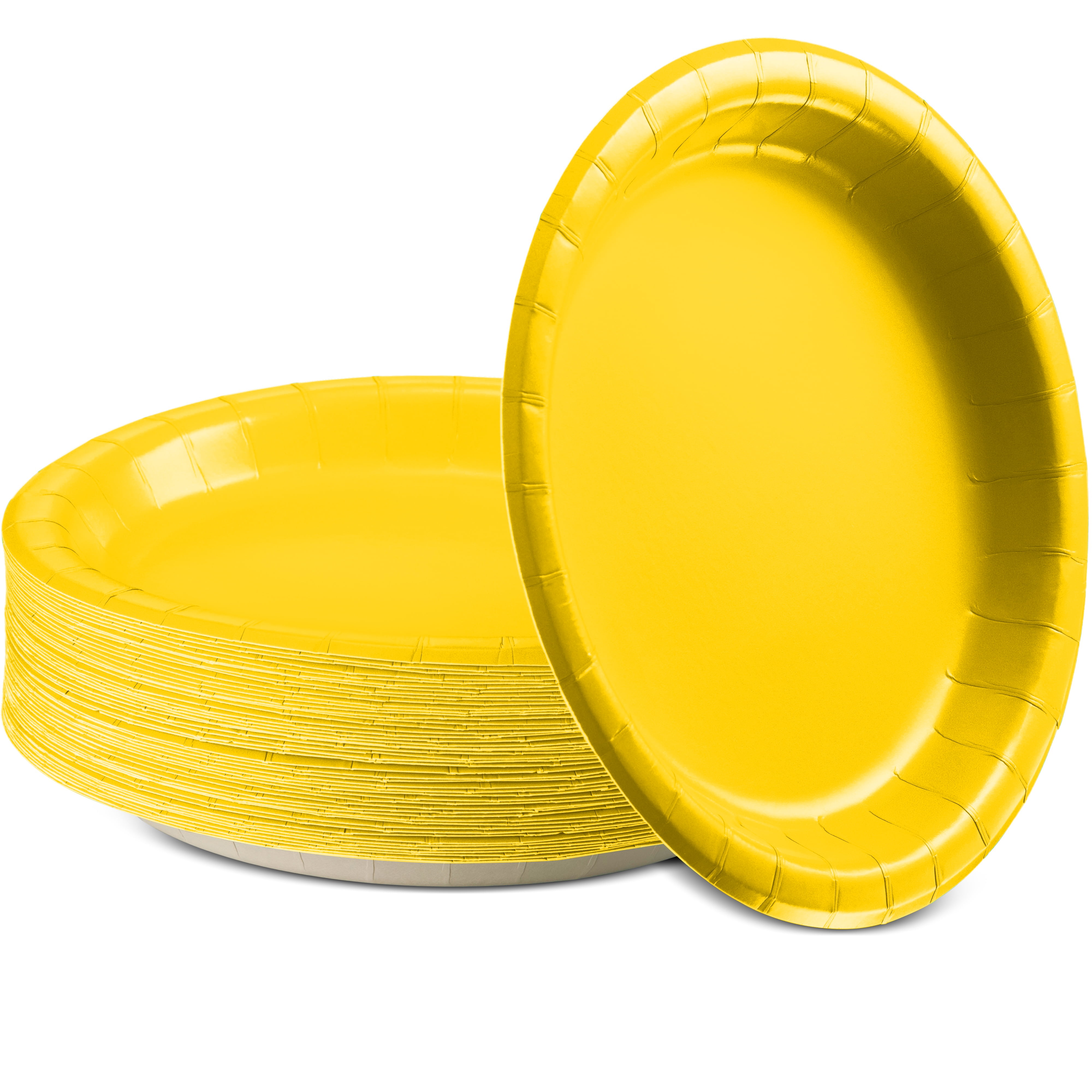 Paper Dinner Plates Yellow, 8 1/2 Inches Paper Plates Disposable ...