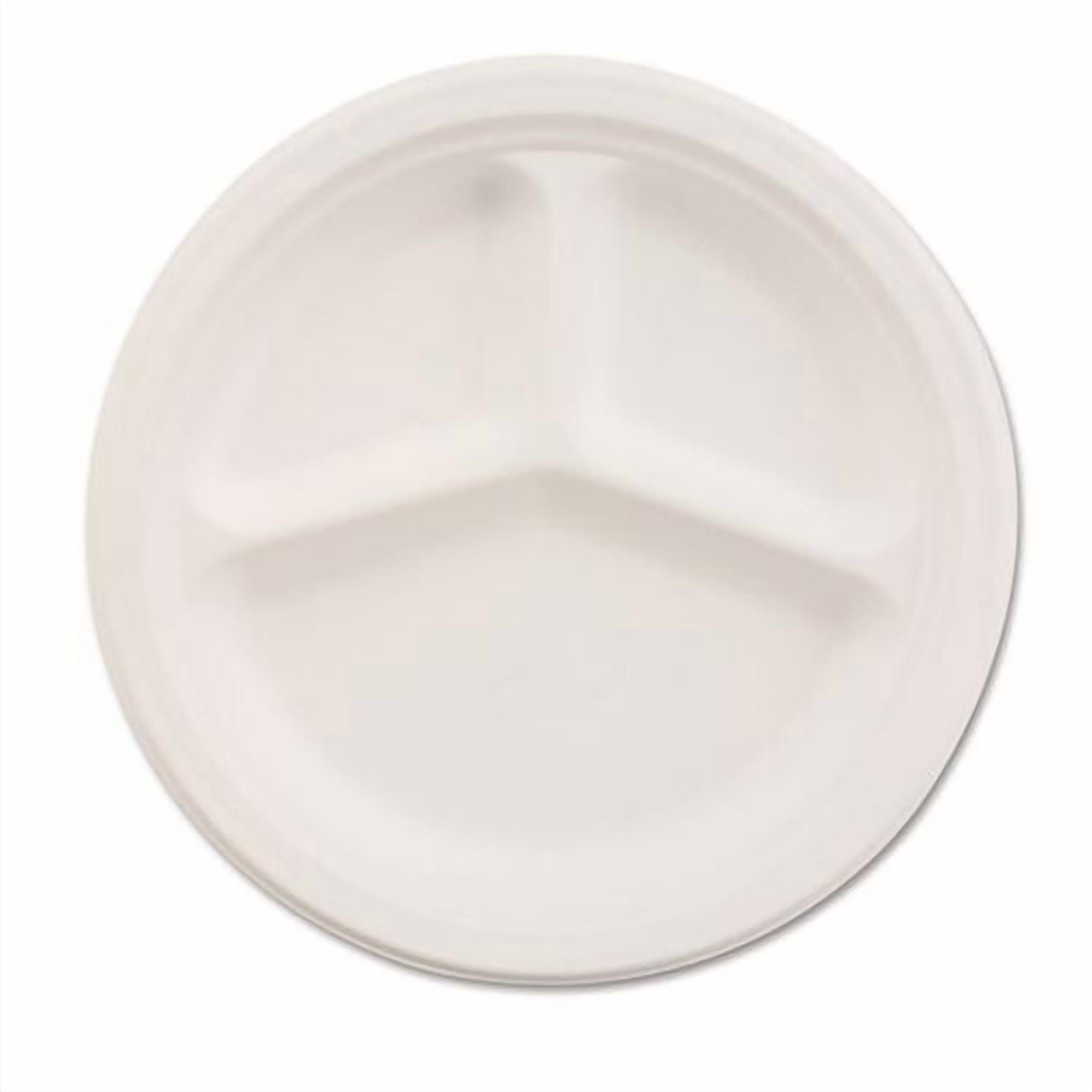 Paper Dinnerware 3-Comp Plate, 10 1/4" dia, White, 500/Carton - Walmart.com