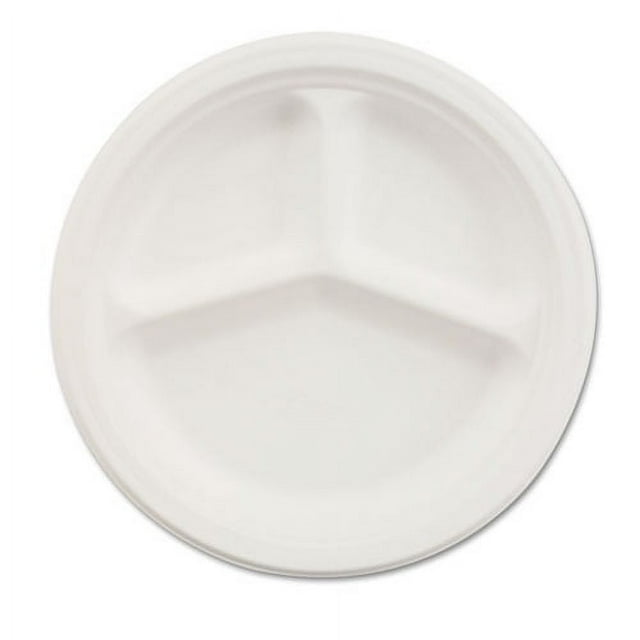 Paper Dinnerware, 3-Compartment Plate, 9.25" Dia, White, 500/carton ...