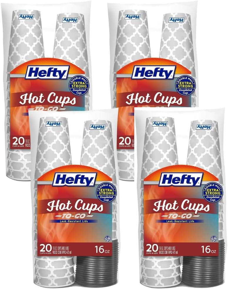 Paper Disposable Hot Cups with Lids, 16 Ounce, 20 CT (Pack - 4 ...