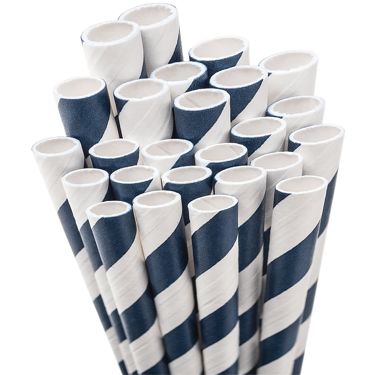 Paper Drinking Straws 7.75" 50/Pkg-Navy Blue & White Striped, Pk 1 ...