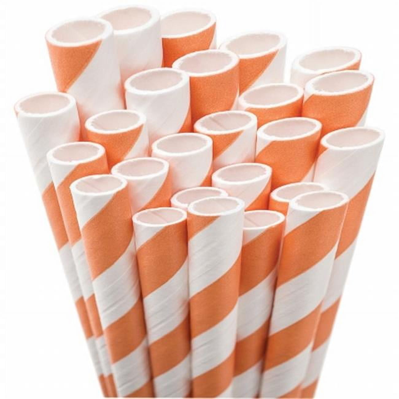 Paper Drinking Straws 7.75" 50/Pkg-Orange & White Striped, Pk 1 ...