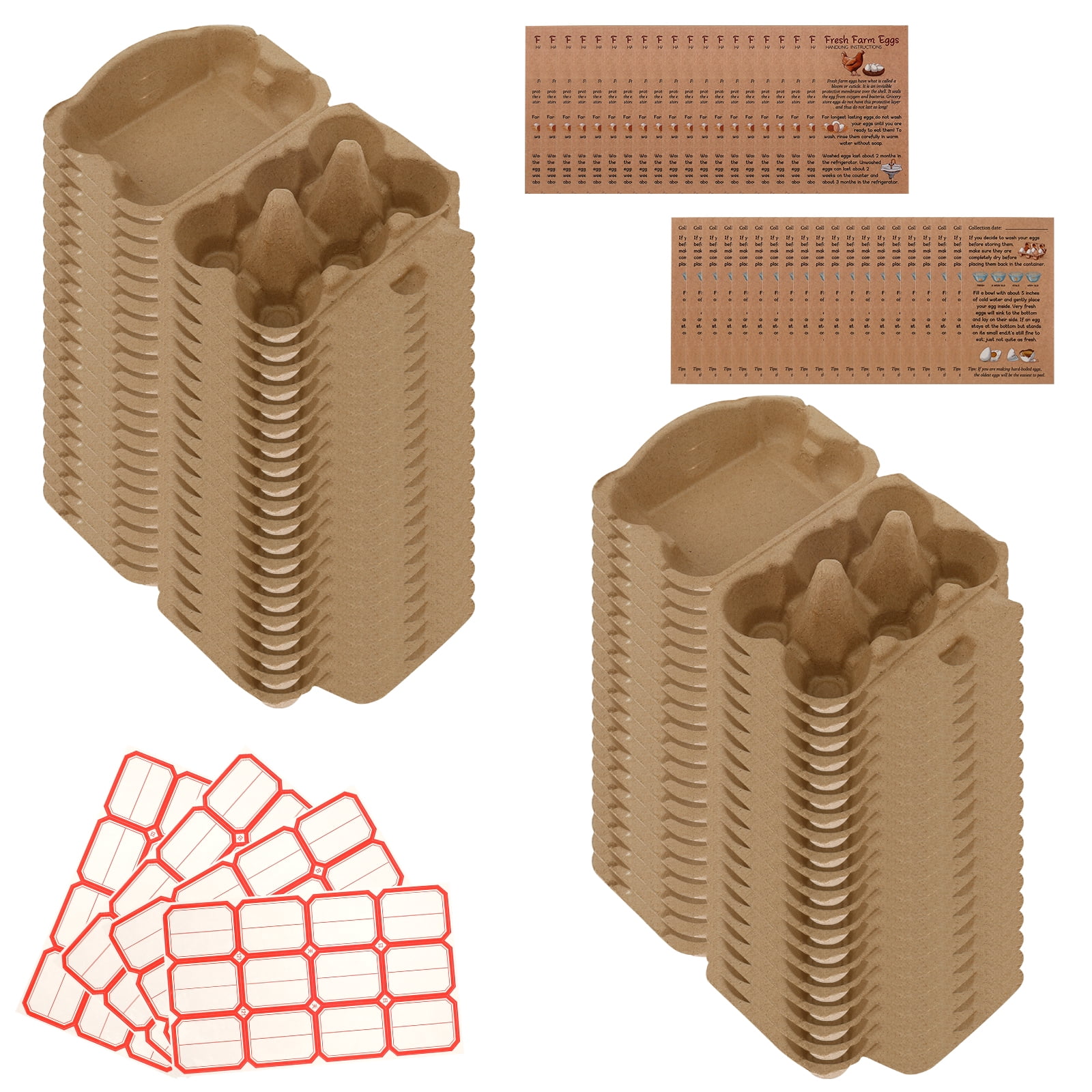 Paper Egg Cartons 6 Holes Paper Egg Tray Reusable Paper Egg Holder with 50 Cards and 48 Stickers ...