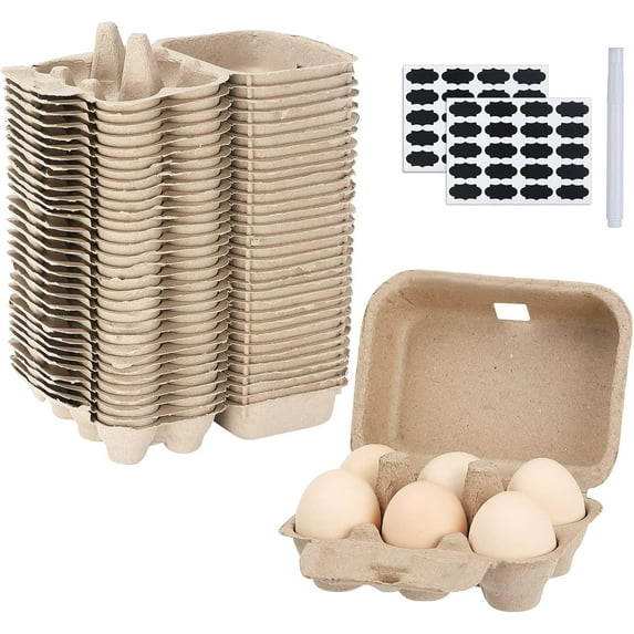 Paper Egg Cartons for Chicken Eggs, 36 Pieces Pulp Fiber Half Dozen Egg ...