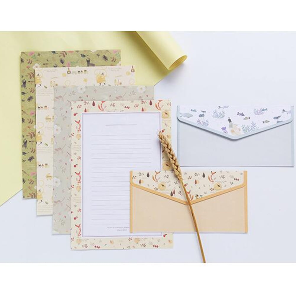 Shuliwen Paper Envelopes Stationery Set, Floral Letter Paper, 15 ...