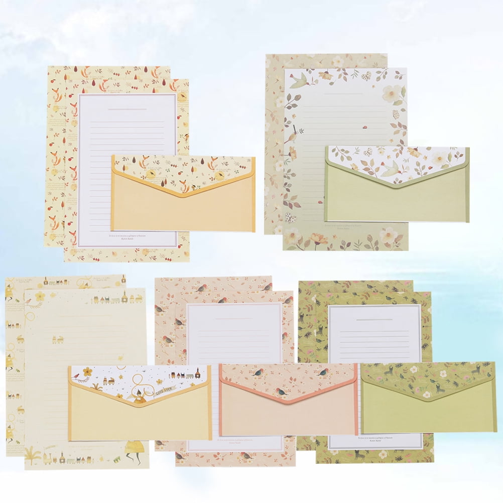 Paper Envelopes Stationery Setfloral Stationaryprinting Lined Letter ...