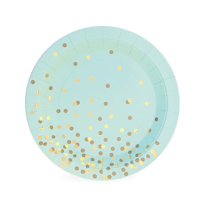 Elegant Mint Green & Gold Confetti Dessert Plates – 7” Paper Eskimo ...