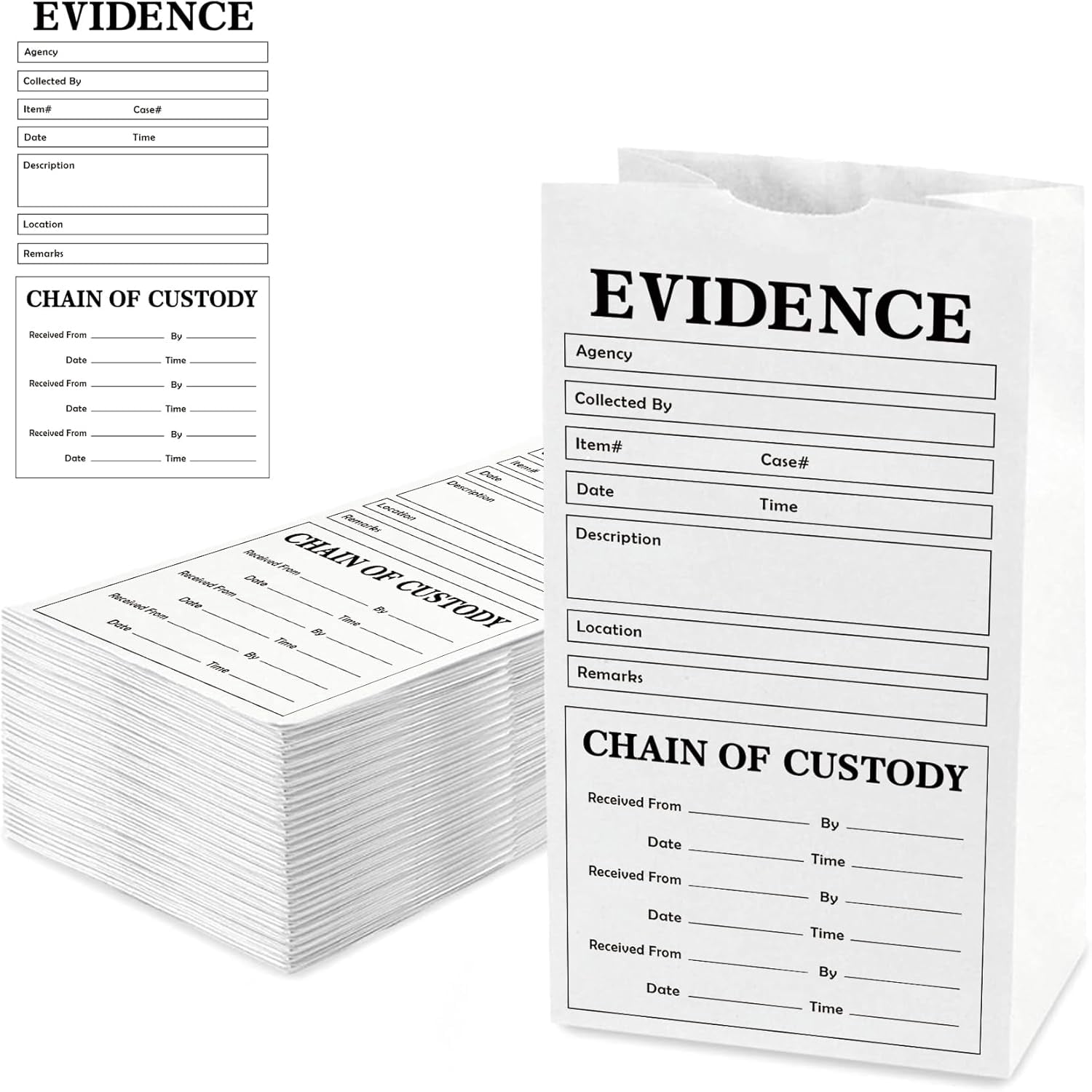 Paper Evidence Bags 25 Pack Stick on Evidence Bag 9.45 * 5 * 3 inch ...