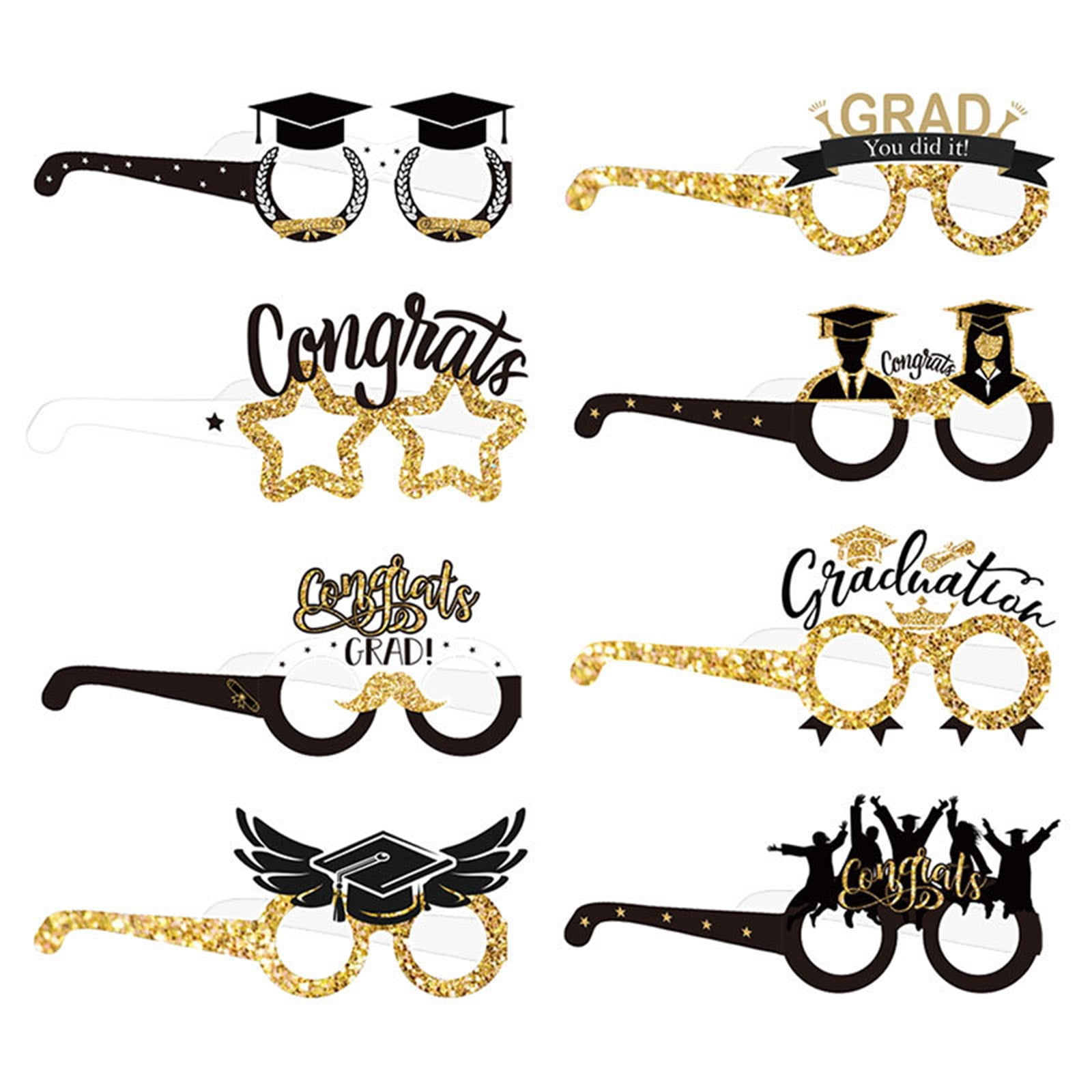 Paper Eyeglass Frames - 8PC Graduation Party Supplies with Themed ...