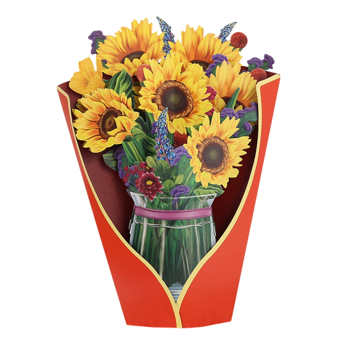 Paper Flower Bouquet 3D Popup Greeting Cards With Note Card & Envelope ...