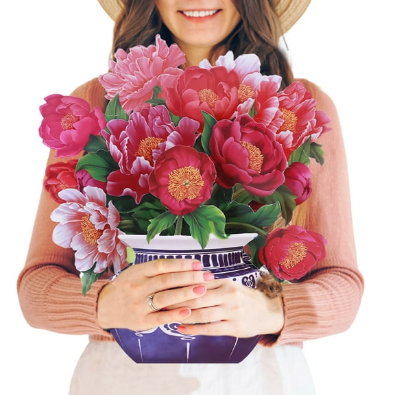 Flower Basket Pop-Up Bouquet Card - Anniversary, Birthday, Get Well ...