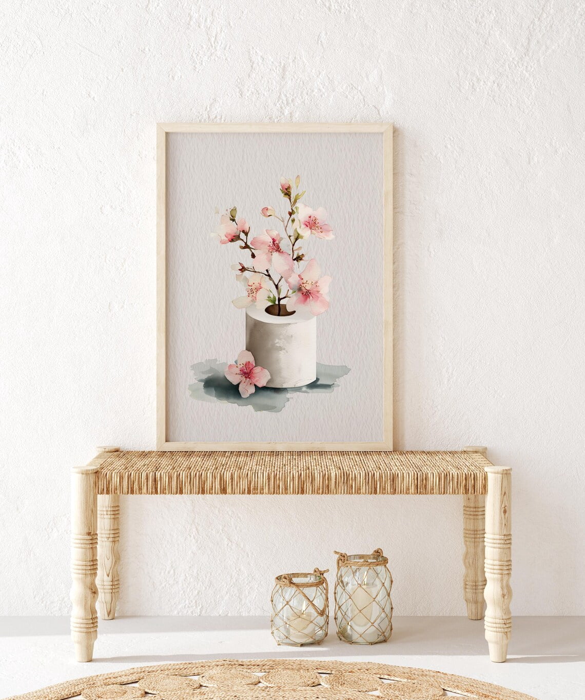 Paper Flower Bouquet Restroom Bathroom Washing Up Poster Art Unframed ...