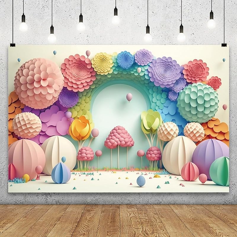 Paper Flowers Backdrop Colorful Cut Paper Floral Blossom Rainbow Arch ...