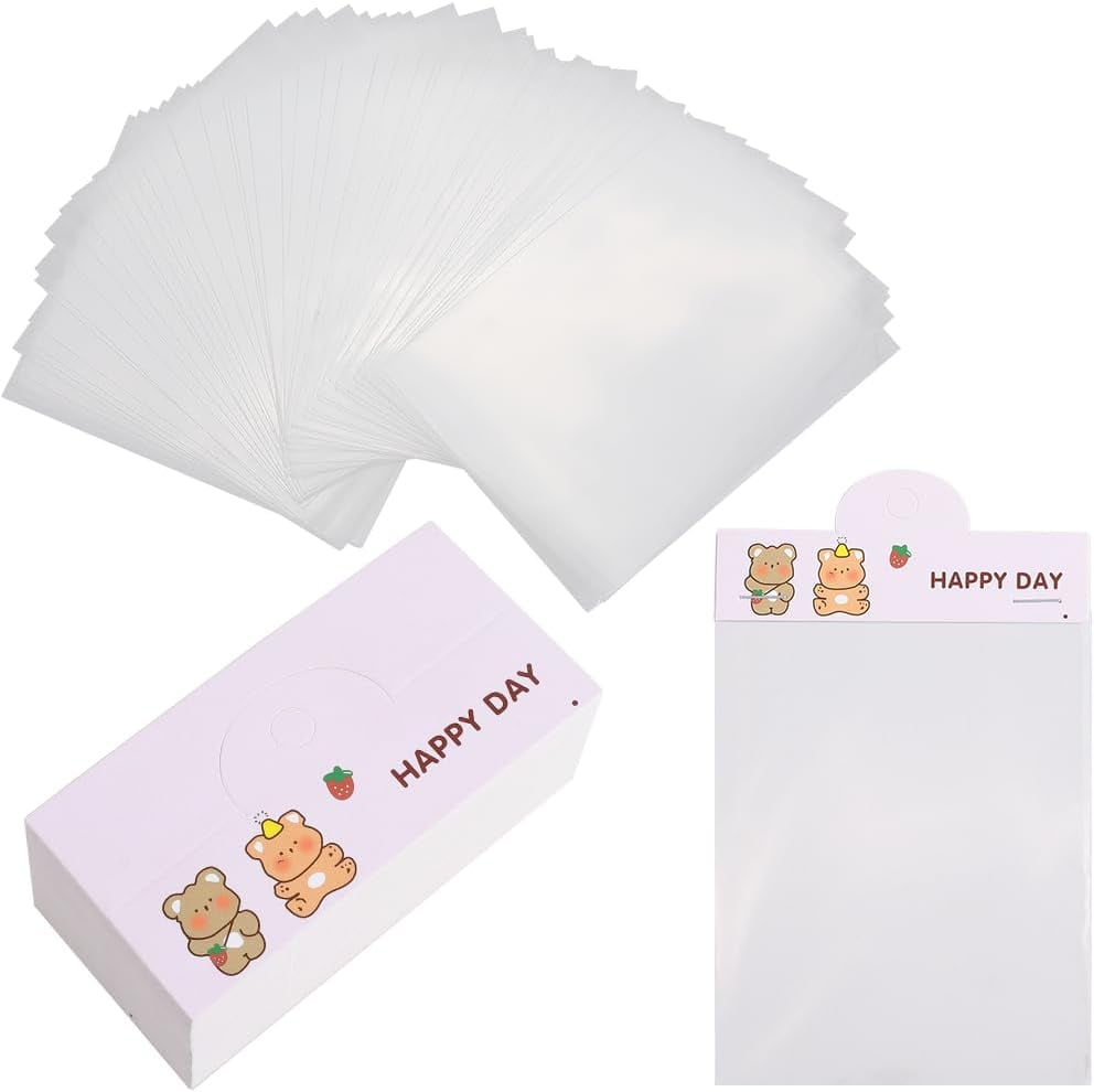 Paper Foldable Header Cards with OPP Cellophane Bags Rectangle Pearl ...