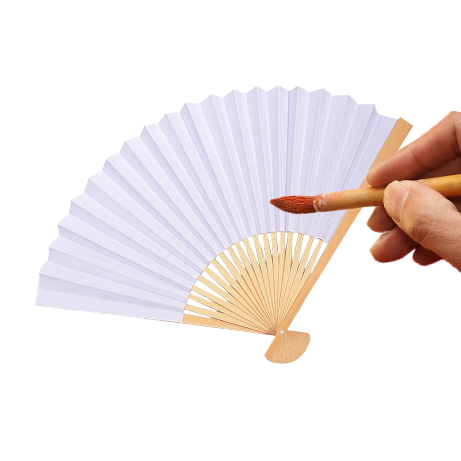 Paper Folding Fan Bamboo Hand Held Fan Blank for Kids Drawing Handheld ...